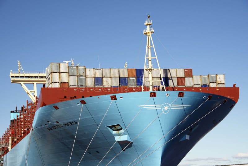 Container ship editorial photography. Image of blue, maritime - 34991802