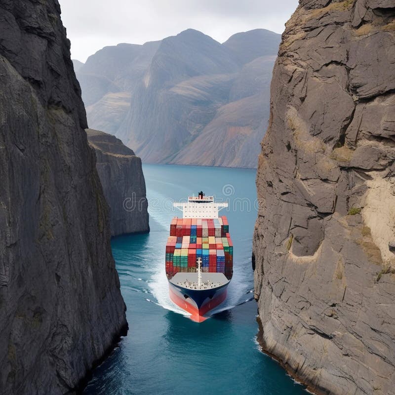 Container Ship Maneuvers through a Narrow Stretch of Water between Two ...