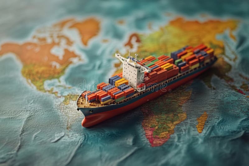 Global Trade Miniature Cargo Ship World Map Stock Photos - Free ...