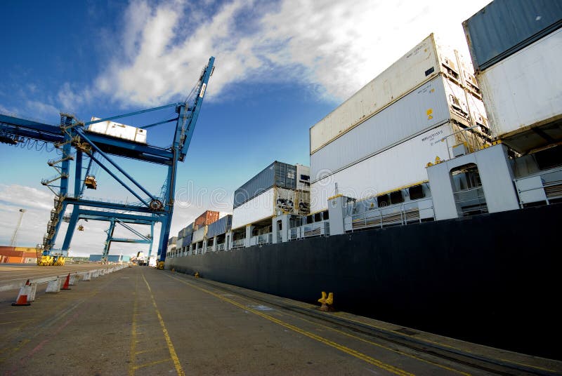 Container Ship Moored in Port. Stock Image - Image of cargo, dock: 53636515
