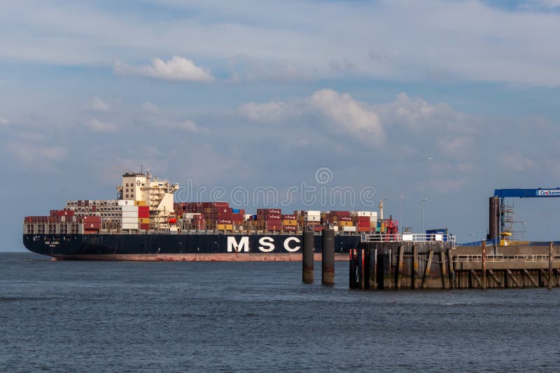 The Container Ship MSC Laura Sails Past Cuxhaven Editorial Image ...