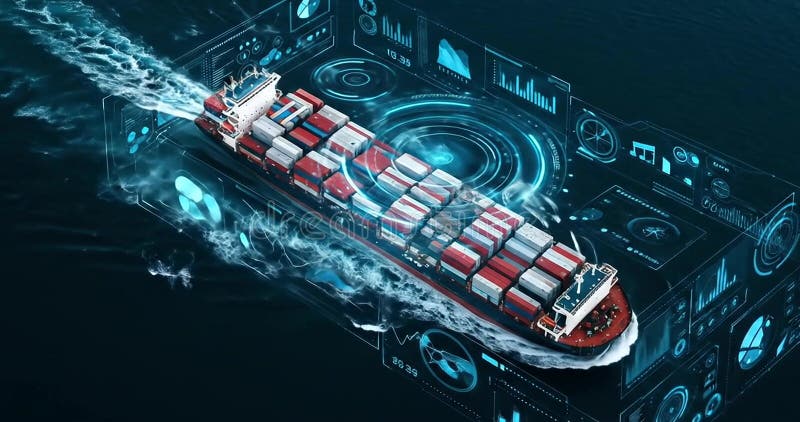 Container Ship Navigating With Advanced Digital Data Interface Stock Footage Video Of Maritime