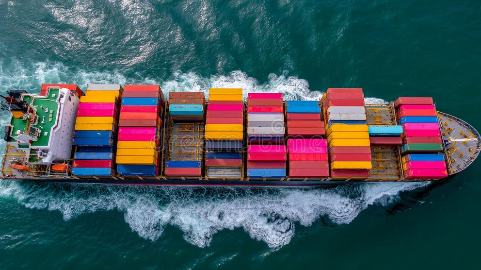 Container Ship Navigating through Azure Waters while Transporting ...