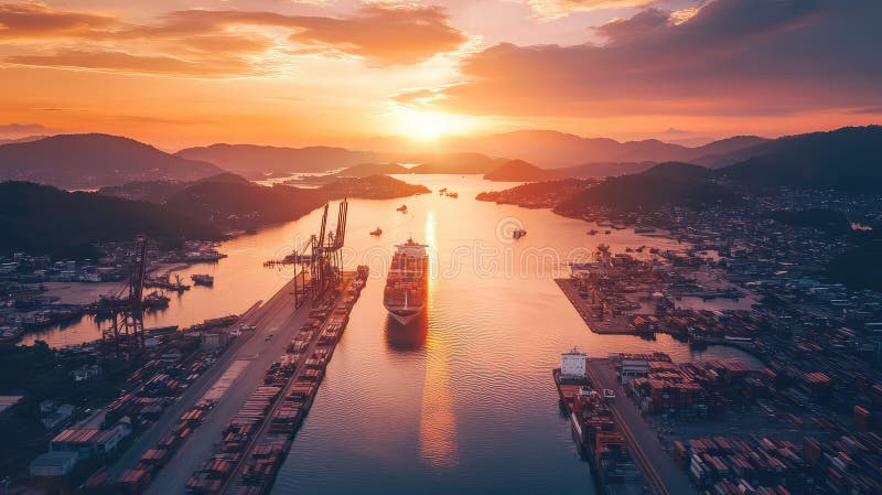 Container Ship Navigating Busy Port Stock Photos - Free & Royalty-Free ...