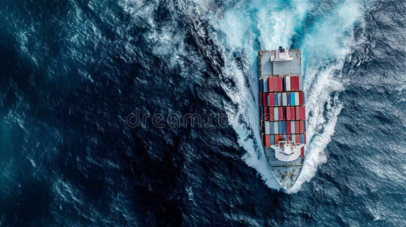 Container Ship Navigating through Deep Blue Ocean Waters, Maritime ...