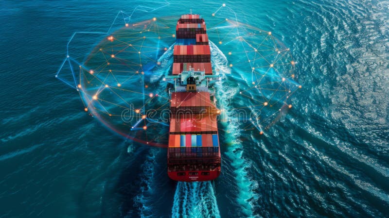 Container Ship Navigating Digital Network Stock Image - Image of ... Container Ship Navigating Digital Network Stock Image - Image of ...