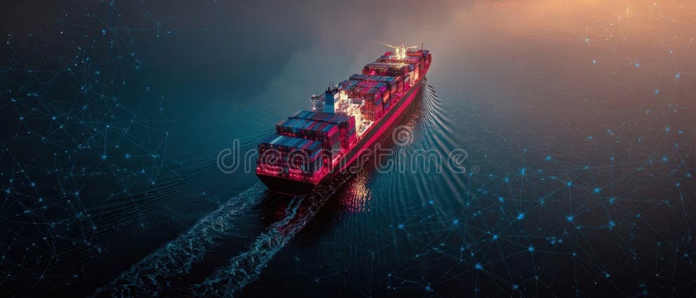 The Container Ship Navigating through the Ocean with Advanced ...