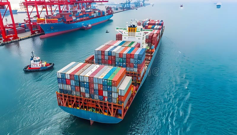 Container Ship Navigating on Waterway, a Mode of Transport in Naval ...