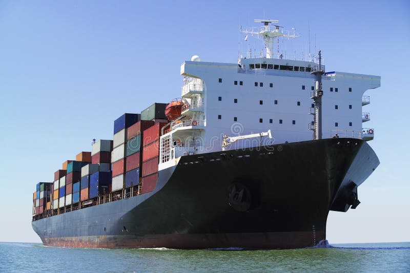 Container ship on ocean stock image. Image of freight - 30847279