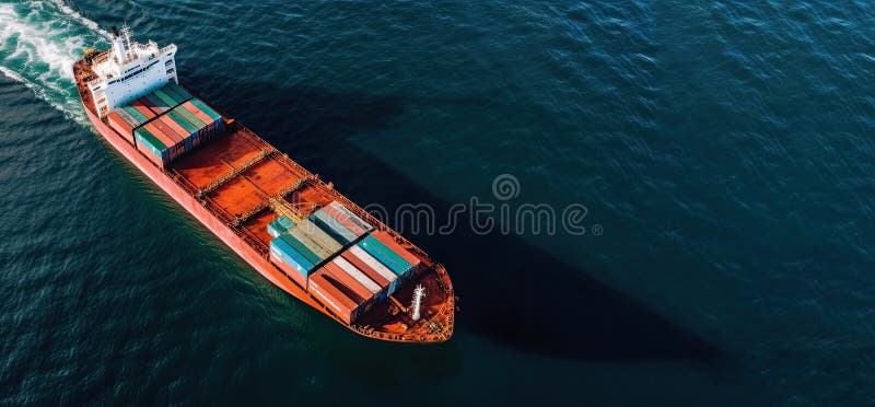 Container Ship in the Open Ocean. Cargo Transportation Stock ...