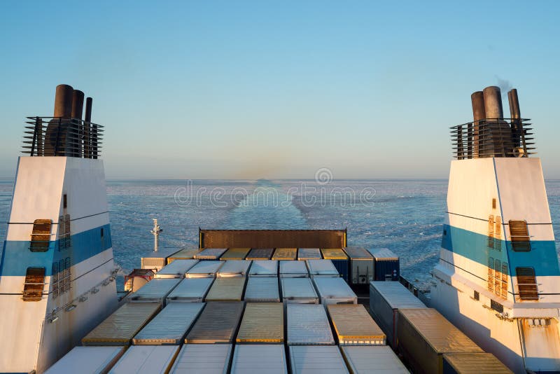 Container ship on open sea stock image. Image of giant - 30369845