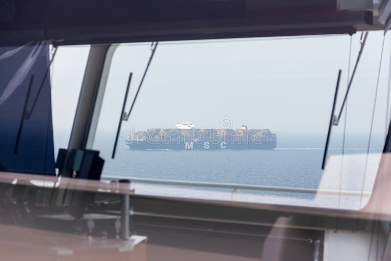 Container Ship Pass Another Vessel Editorial Stock Image - Image of ...