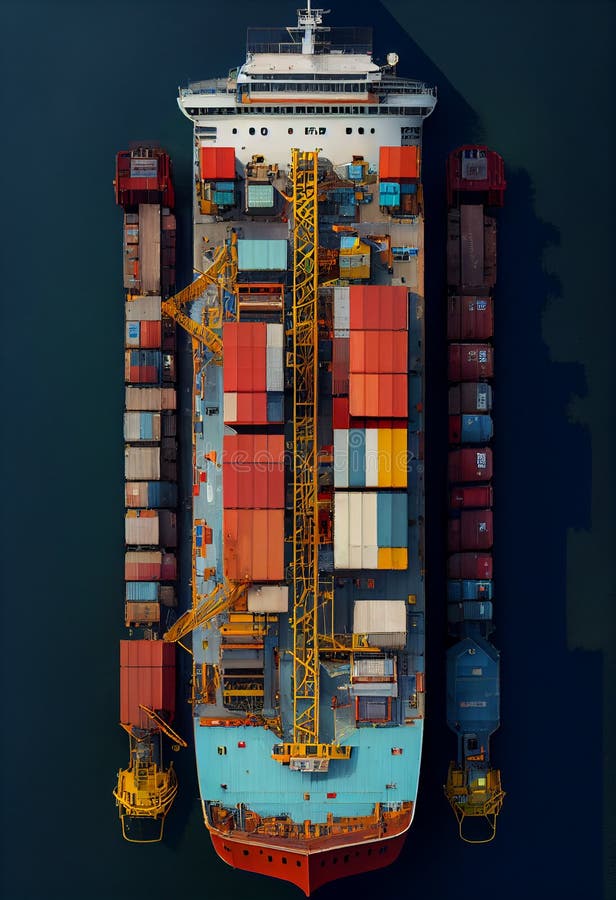 Container Ship in the Port. AI Generated. Stock Illustration ...