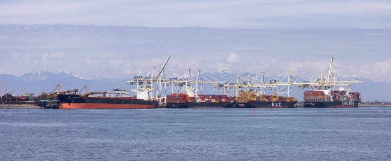 Container Ship at the Port Being Loaded for Shipment. Editorial Image ...
