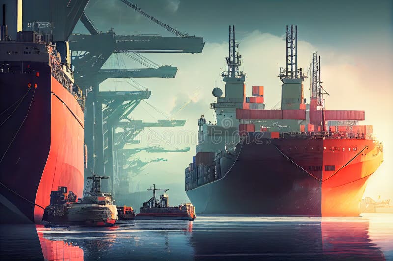 Container Ship in the Port. Generative AI, Generative, AI Stock ...