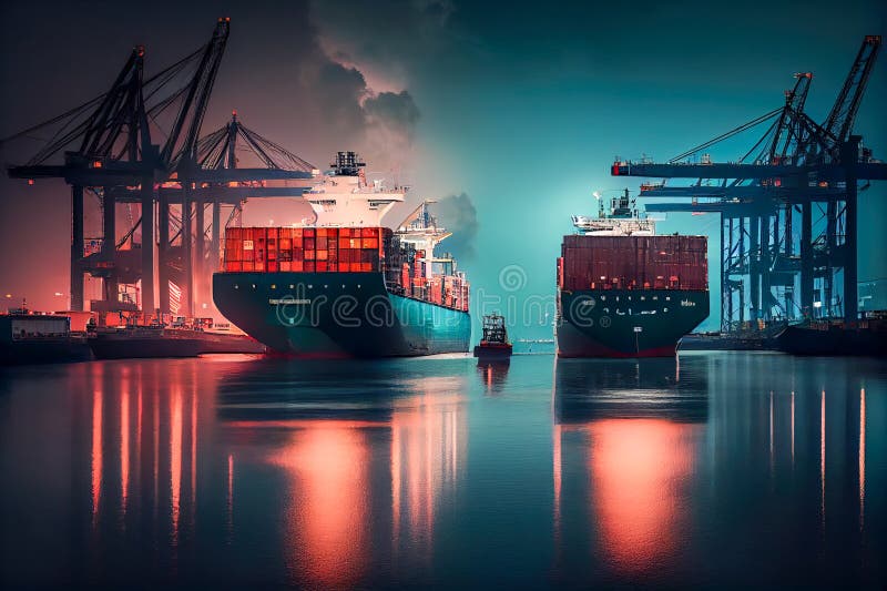Container Ship in the Port. Generative AI, Generative, AI Stock ...