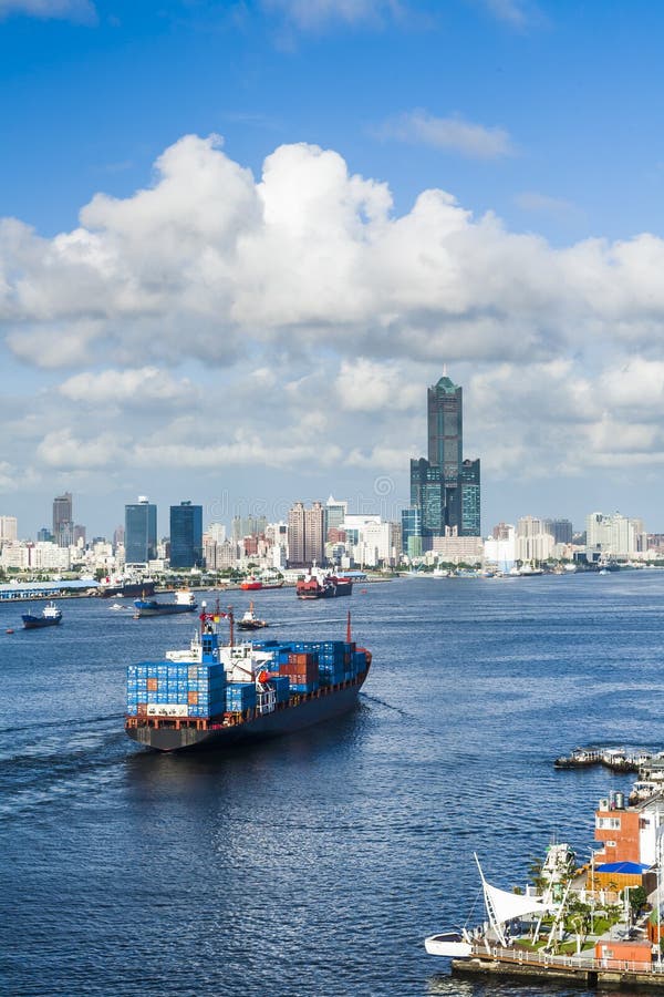 The Container Ship into the Port of Kaohsiung, Taiwan. Editorial Photo ...