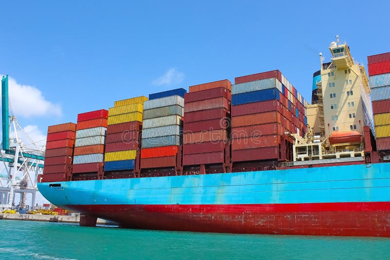 Container Ship at Port Miami, One of the Largest Cargo Ports in the US ...