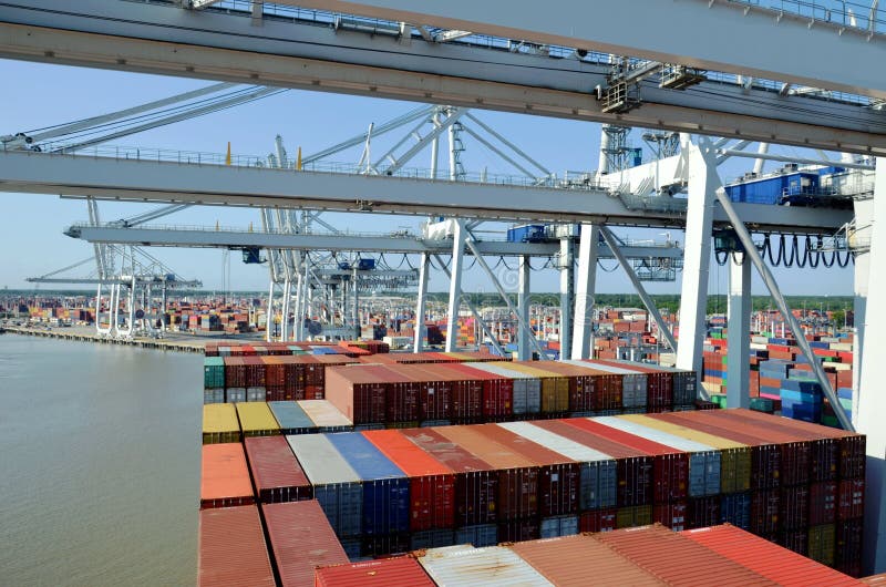 Container Ship in the Port of Savannah, Georgia Editorial Photo - Image ...