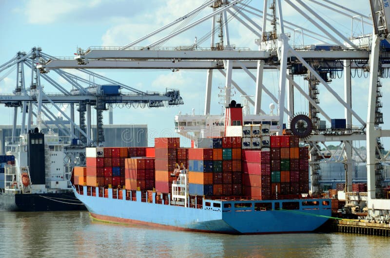 Container Ship in the Port of Savannah, Georgia Stock Photo - Image of ...