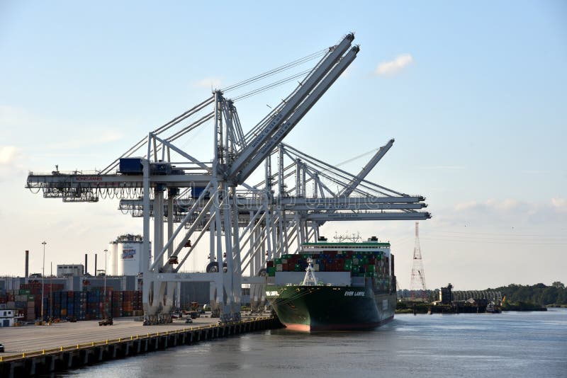 Container Ship in the Port of Savannah. Editorial Stock Image - Image ...