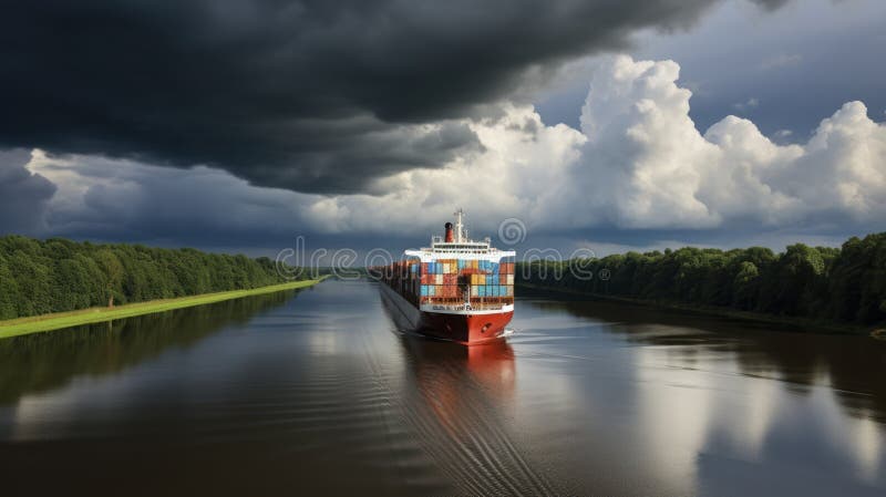 A Container Ship S Voyage through the Kiel Canal in the Shadow of a ...