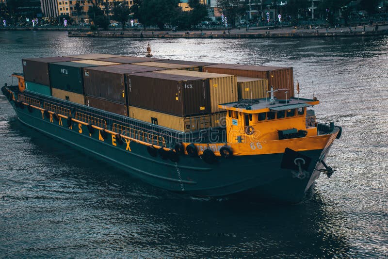 A Container Ship on Sai Gon River Editorial Stock Image - Image of ...