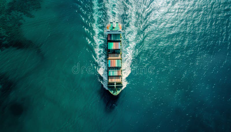 Container Ship Sailing in the Ocean Top View Stock Illustration ...