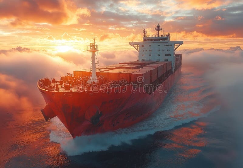 A Container Ship Sails in Calm Waters, Delivering Cargo. Stock Photo ...