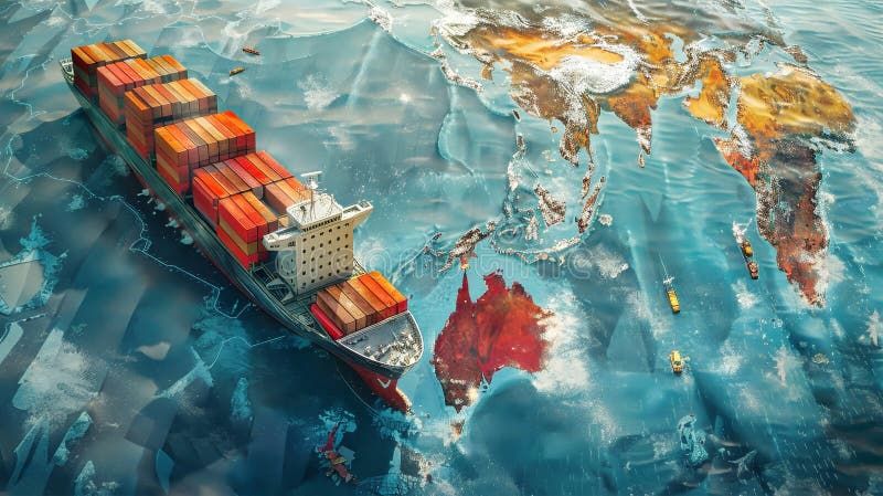 A Container Ship Sails through the Ocean, Carrying Goods for ...