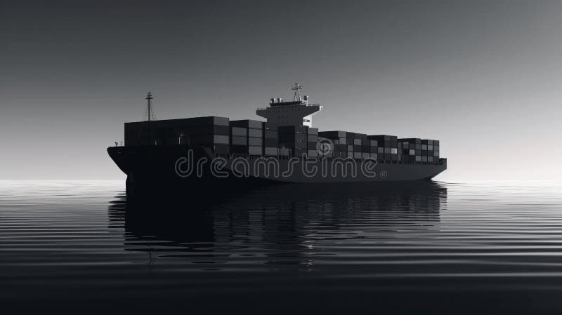 Container Ship Sails on Open Water Fully Loaded with Containers and ...