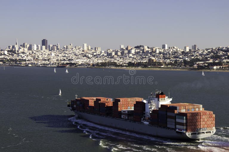 Container Ship in the San Francisco Bay Stock Photo - Image of freight ...