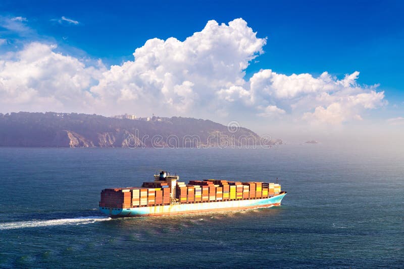 Container Ship in San Francisco Bay Stock Image - Image of business ...