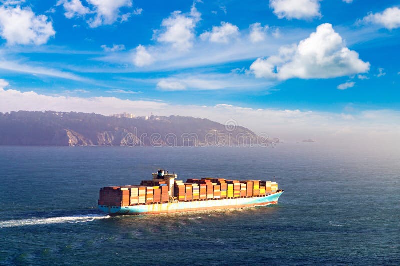 Container Ship in San Francisco Bay Stock Photo - Image of industry ...