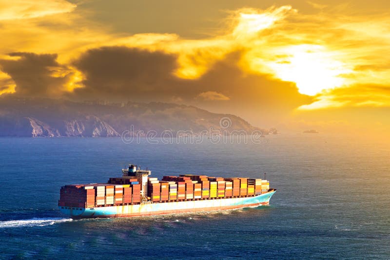 Container Ship in San Francisco Bay Stock Photo - Image of business ...