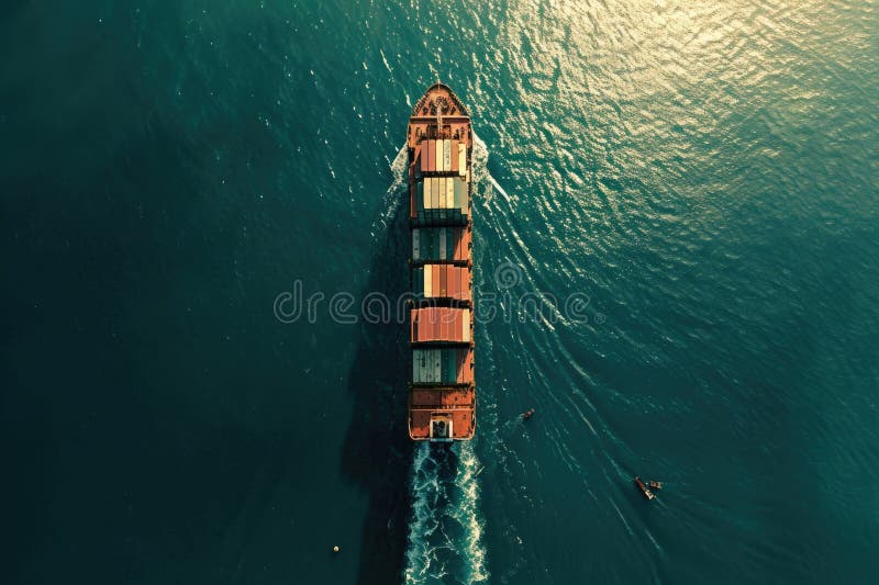 Container ship at sea stock photo. Image of container - 375157982