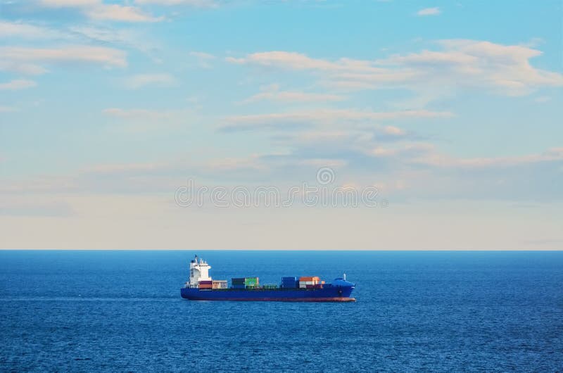 Container Ship in the Sea stock photo. Image of boat - 65198972