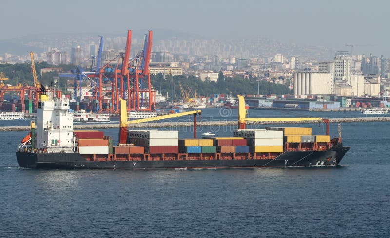 Container Ship in Sea stock image. Image of economy, freight - 81415195