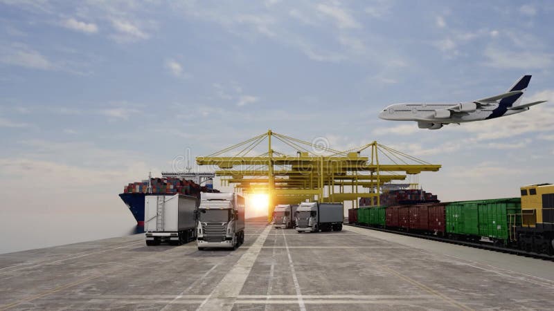 Container Ship at Sea in 3D Animation Loop Stock Footage - Video of ...