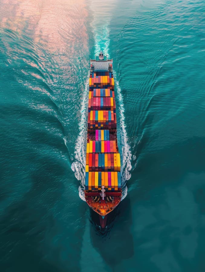 Container Ship at Sea stock photo. Image of generated - 375128174