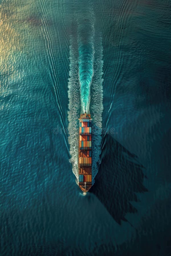 Container Ship at Sea stock image. Image of cargo, journey - 375092927