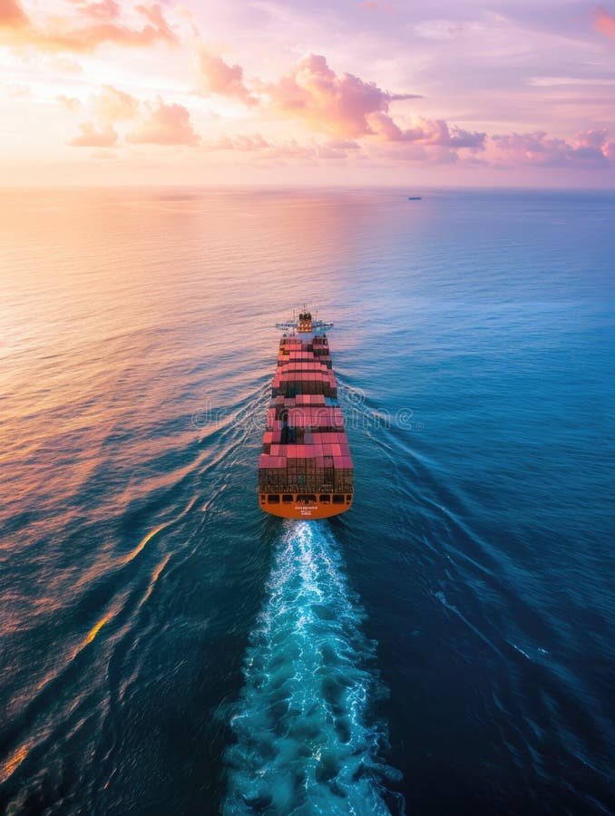 Container Ship at Sea stock photo. Image of boat, commerce - 383210748