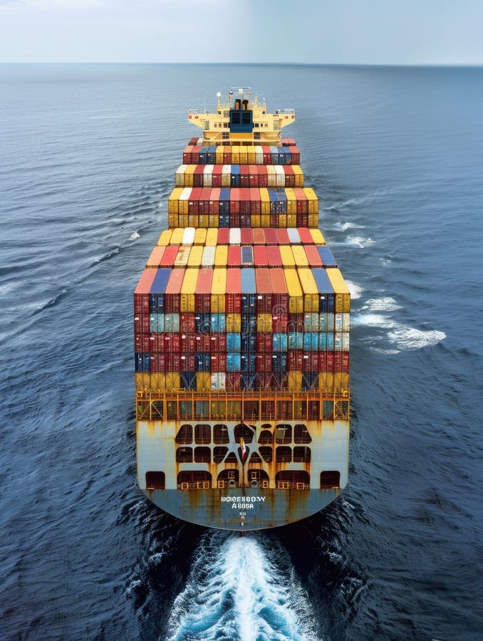 Container Ship at Sea stock image. Image of vessel, boat - 383447373