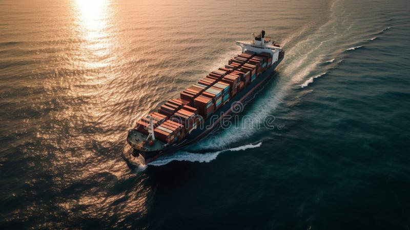 Container Ship Shipping Containers in the Middle of the Sea. Generative ...