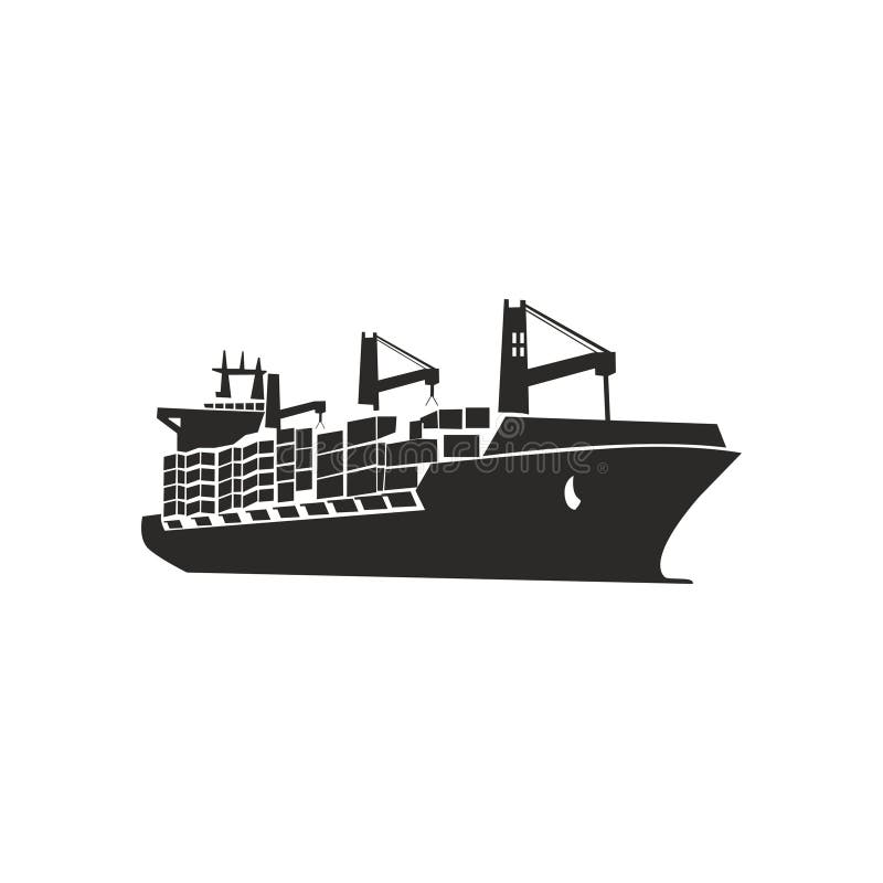Container Ship Silhouette. Sea ??transportation Means Ship Logo, Cargo ...