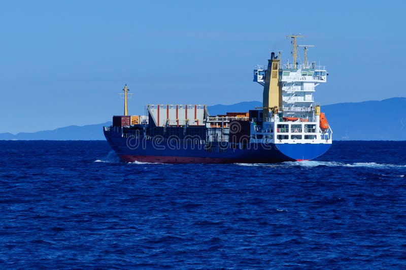 Container Ship in Mediterranean Sea Stock Image - Image of water ...
