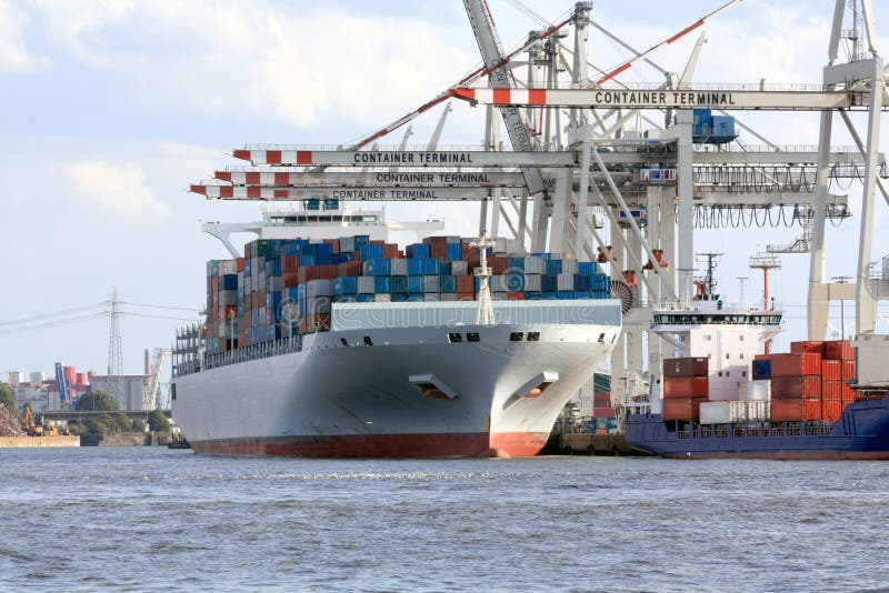 Container ship on terminal stock image. Image of vessel - 12522683
