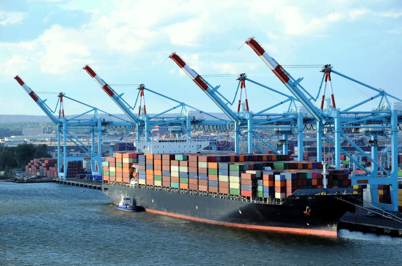 Container Ship in the Container Terminal in Newark, USA. Stock Photo ...
