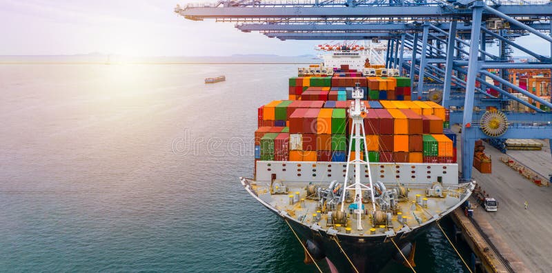 Container Ship Terminal, Unloading and Loading Crane of Container Ship ... Container Ship Terminal, Unloading and Loading Crane of Container Ship ...