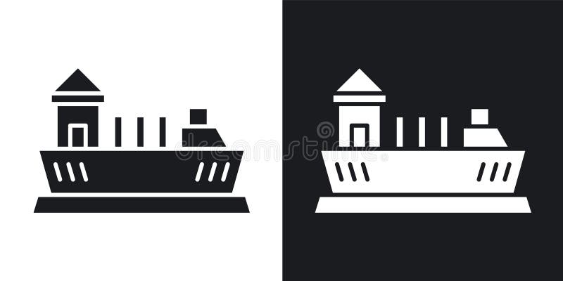 Container Ship Thin Line Vector Icon Set Stock Vector - Illustration of ...